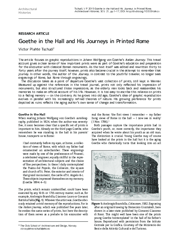 (PDF) Goethe in the Hall and His Journeys in Printed Rome