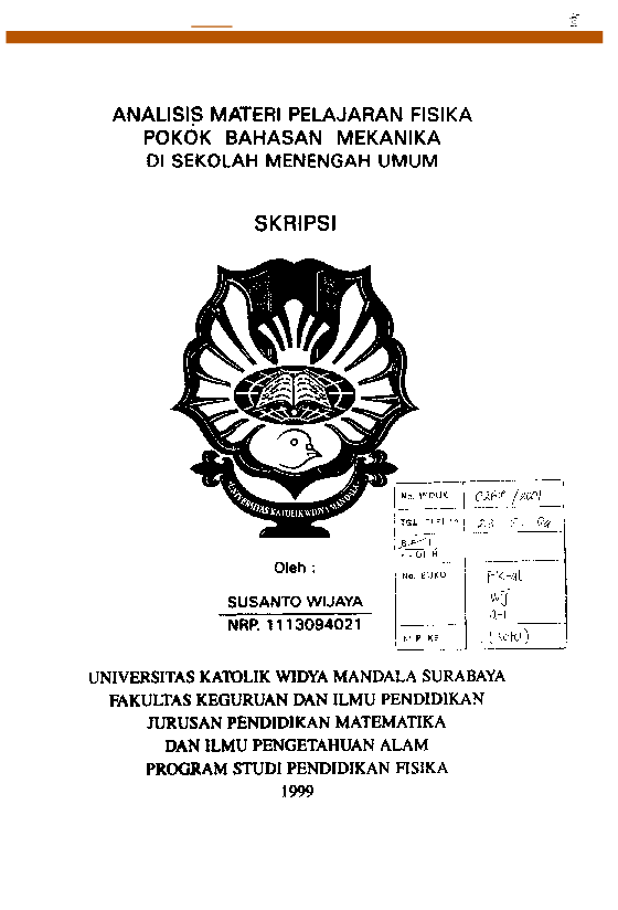 (PDF) Analisis materi pelajaran fisika pokok bahasan mekanika di Sekolah Menengah Umum | Susanto ...
