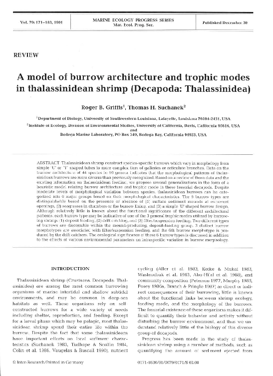 (PDF) A model of burrow architecture and trophic modes in ...