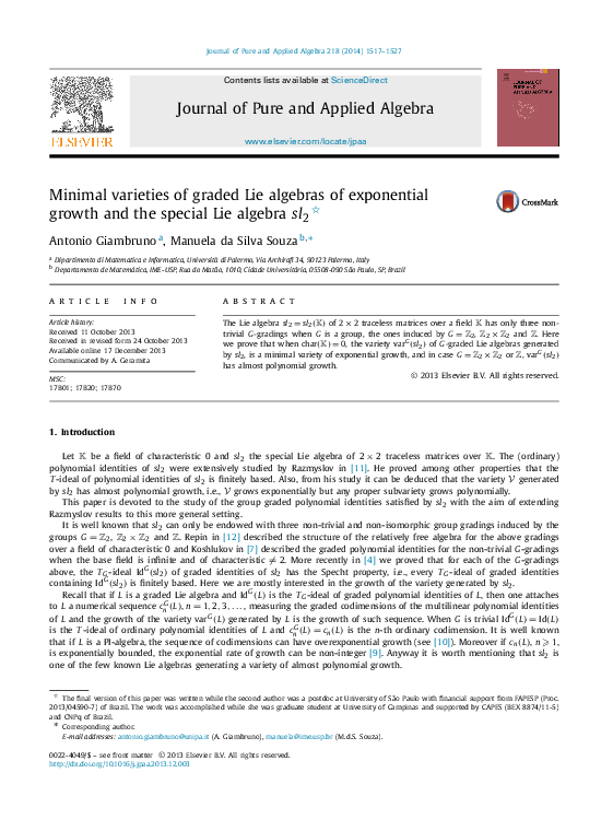 (PDF) Minimal varieties of graded Lie algebras of exponential growth ...