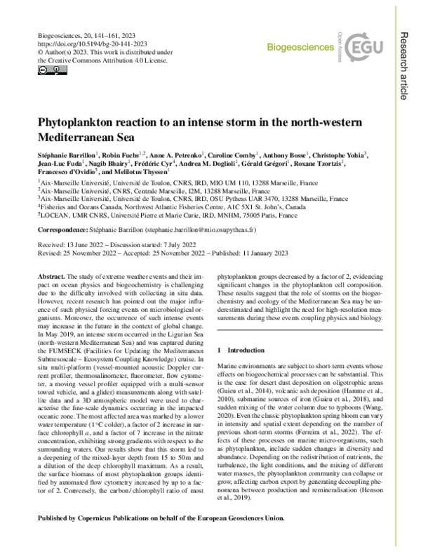 (PDF) Phytoplankton reaction to an intense storm in the northwestern ...
