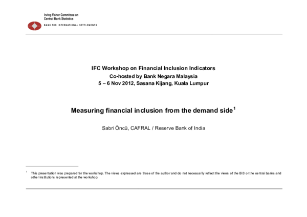 (PDF) Measuring financial inclusion from the demand side (PDF) Measuring financial inclusion from the demand side