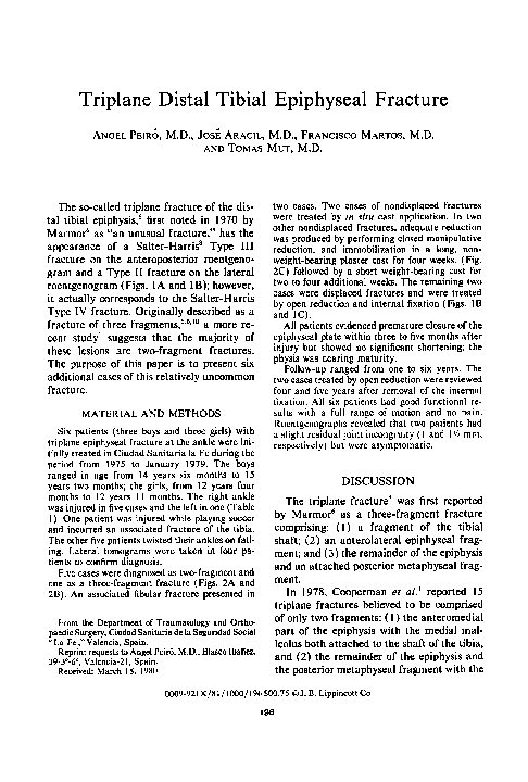 (PDF) The Triplane Distal Tibial Epiphyseal Fracture