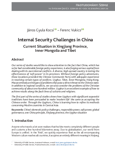 (PDF) Internal Security Challenges in China