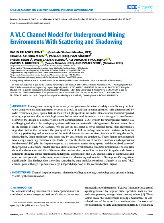 (PDF) A VLC Channel Model for Underground Mining Environments With Scattering and Shadowing