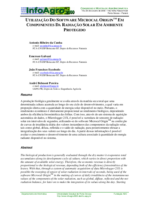 (PDF) Utilização Do Software Microcal Origin TM Em Componentes Da ...