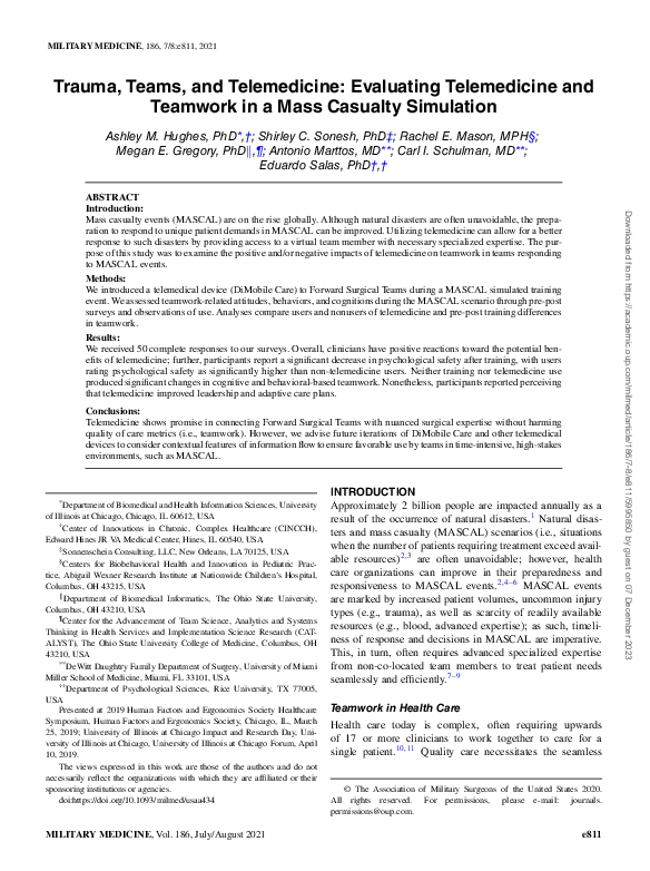 (PDF) Trauma, Teams, and Telemedicine: Evaluating Telemedicine and ...
