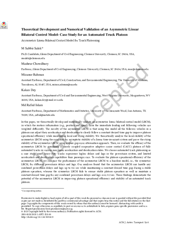 (PDF) Theoretical Development and Numerical Validation of an Asymmetric Linear Bilateral Control ...