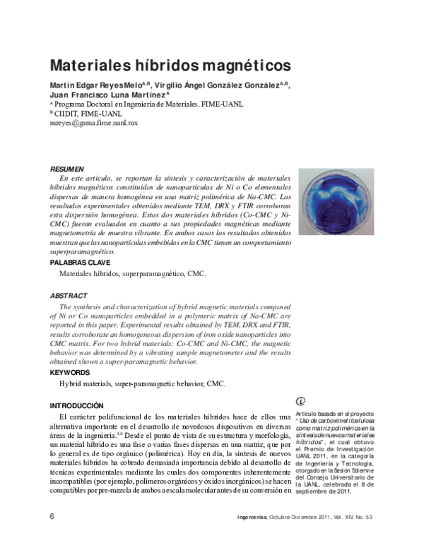 (PDF) Materiales híbridos magnéticos