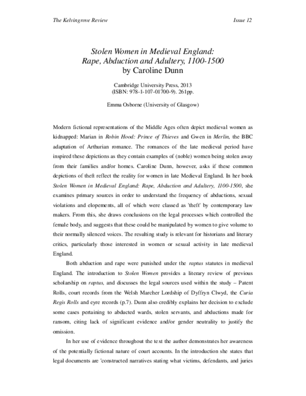 (PDF) Stolen Women in Medieval England