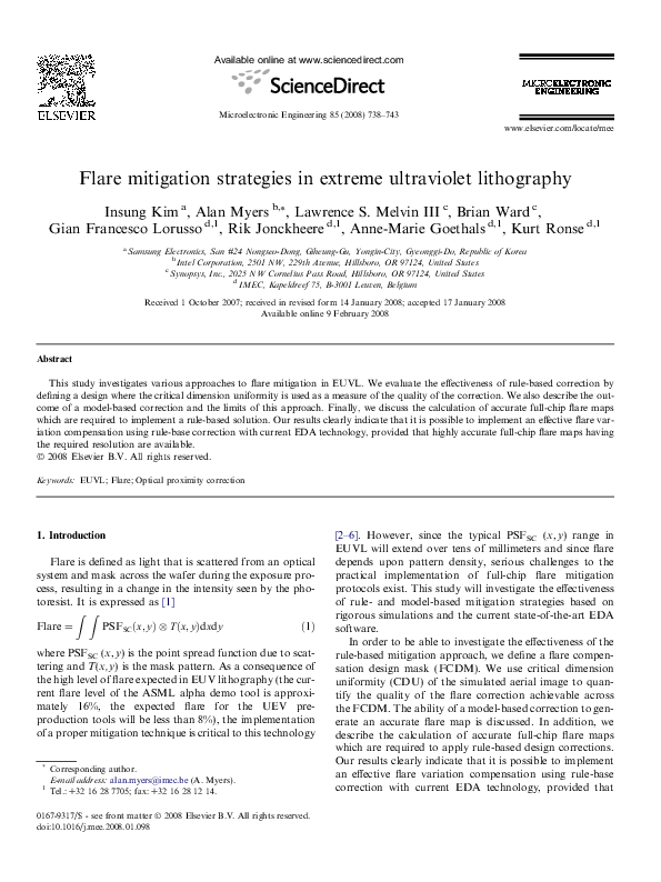 (PDF) Flare mitigation strategies in extreme ultraviolet lithography
