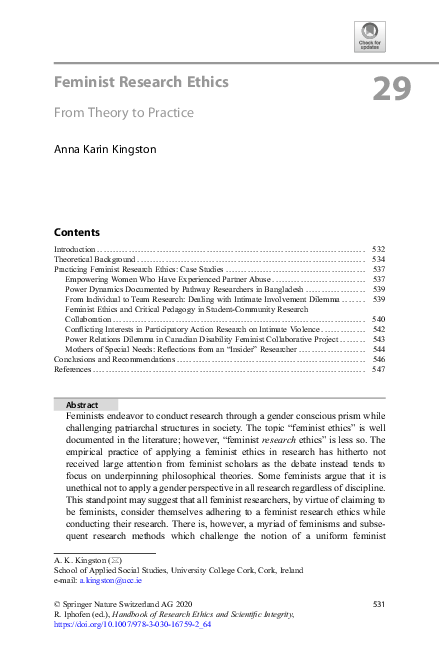 (PDF) Feminist Research Ethics