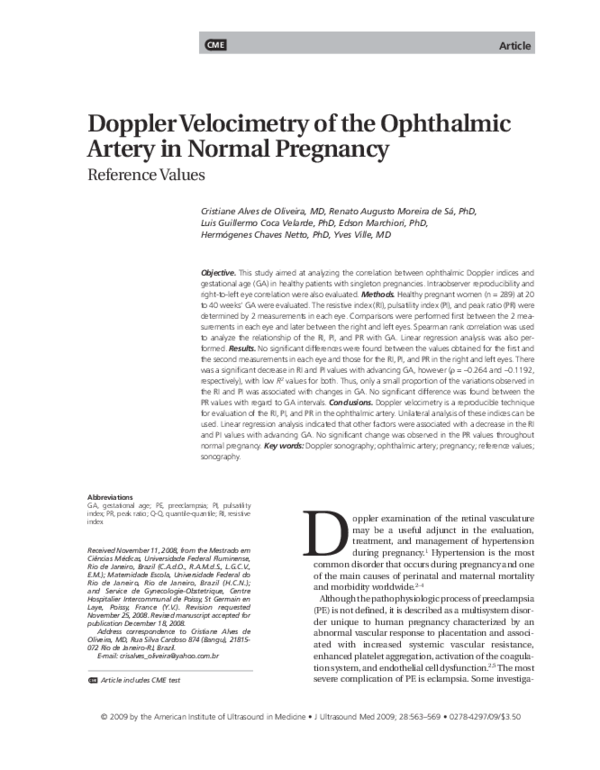 (PDF) Doppler Velocimetry of the Ophthalmic Artery in Normal Pregnancy