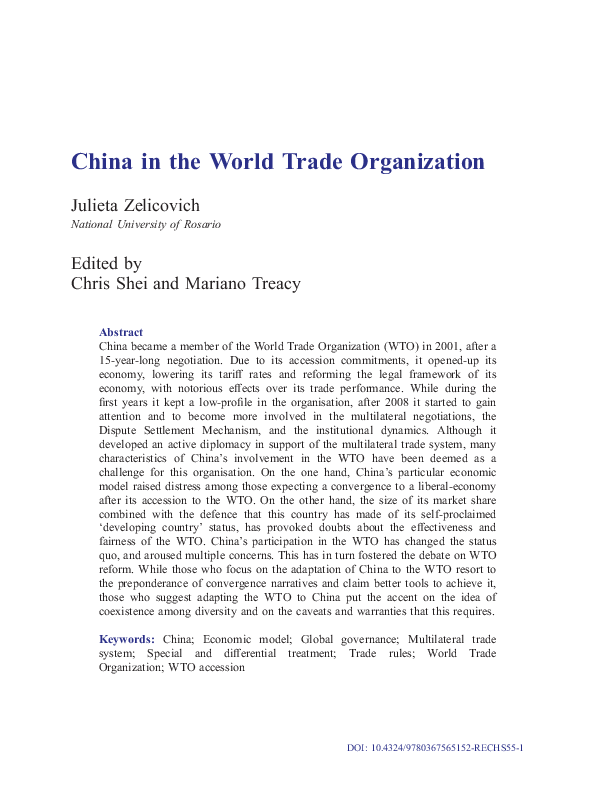 (PDF) China in the World Trade Organization