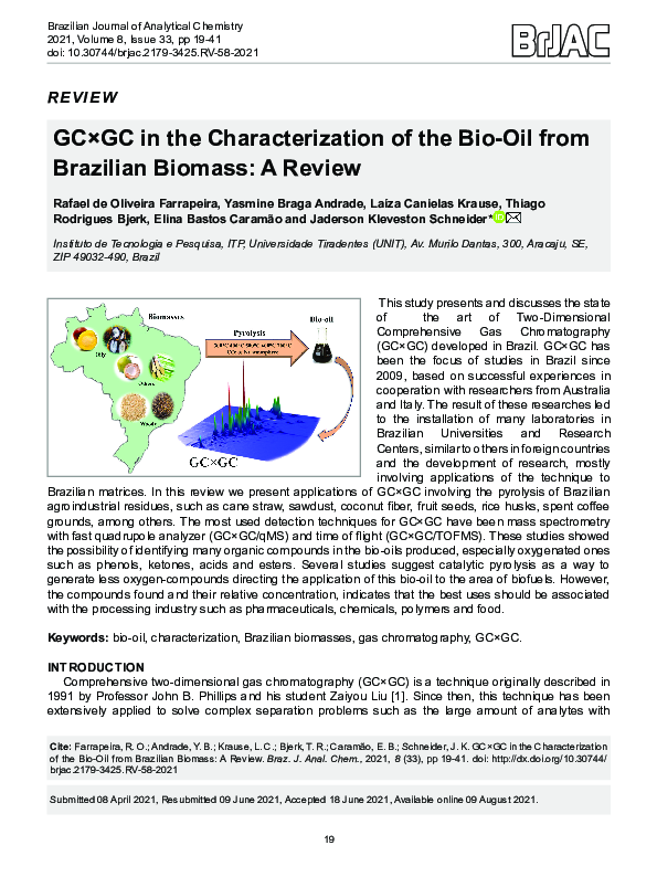 (PDF) GC×GC in the Characterization of the Bio-Oil from Brazilian ...