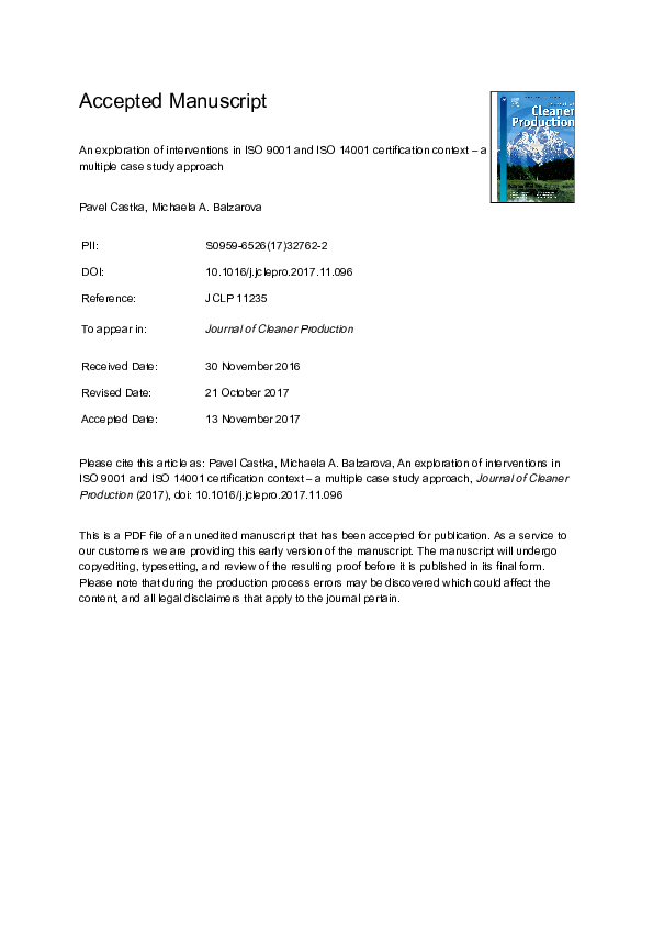 (PDF) An exploration of interventions in ISO 9001 and ISO 14001 ...