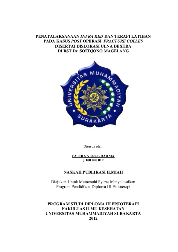 (PDF) Penatalaksanaan Infra Red Dan Terapi Latihan Pada Kasus Post ...