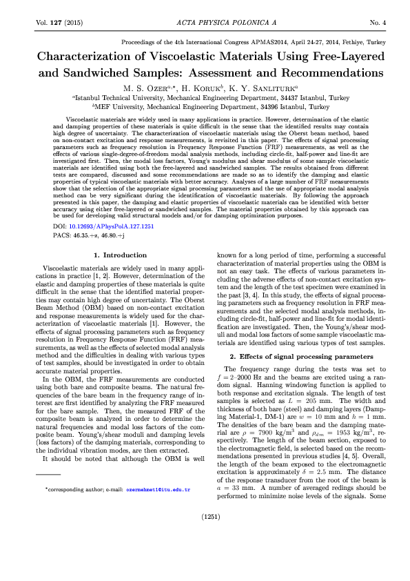 (PDF) Characterization of Viscoelastic Materials Using Free-Layered and ...