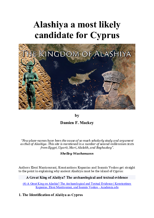 (DOC) Alashiya a most likely candidate for Cyprus
