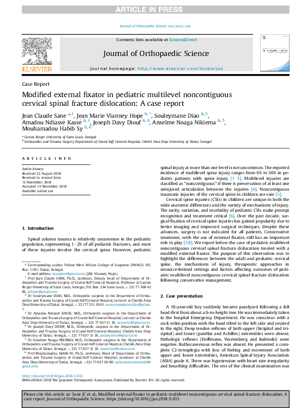 (PDF) Modified external fixator in pediatric multilevel noncontiguous ...