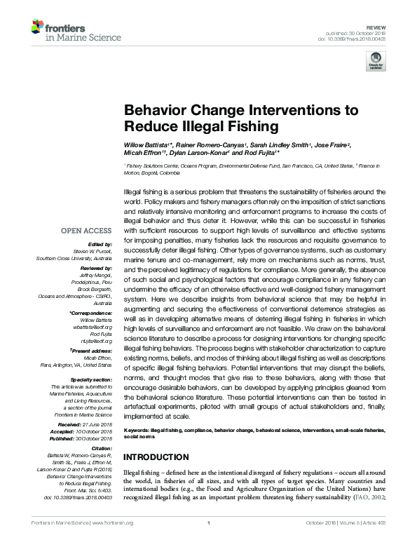 (PDF) Behavior Change Interventions to Reduce Illegal Fishing