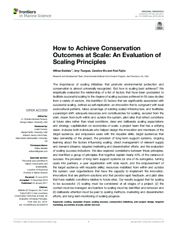(PDF) How to Achieve Conservation Outcomes at Scale: An Evaluation of ...