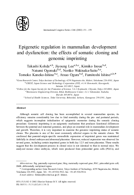 (PDF) Epigenetic regulation in mammalian development and dysfunction: the effects of somatic ...
