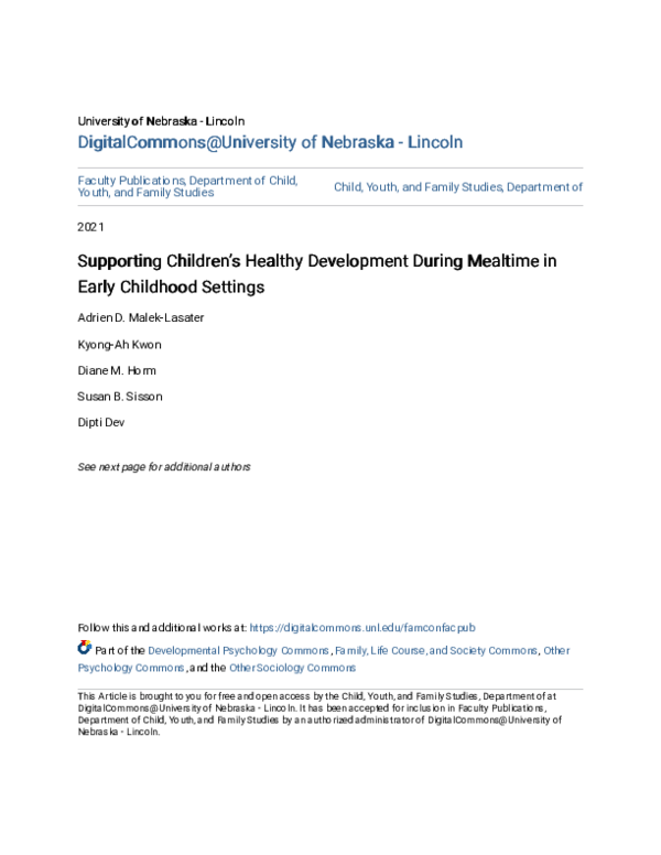 (PDF) Supporting Children’s Healthy Development During Mealtime in ...