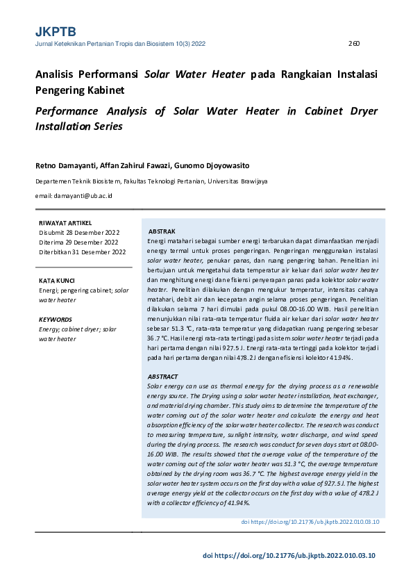 (PDF) Analisis Performansi Solar Water Heater pada Rangkaian Instalasi ...