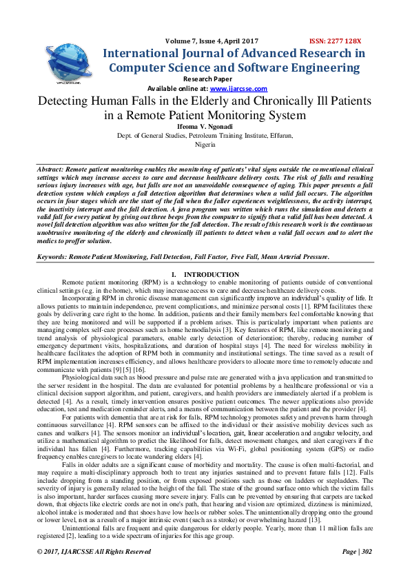 (PDF) Detecting Human Falls in the Elderly and Chronically Ill Patients ...