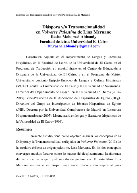 (PDF) Diáspora y/o transnacionalidad en "Volverse Palestina" de Lina ...