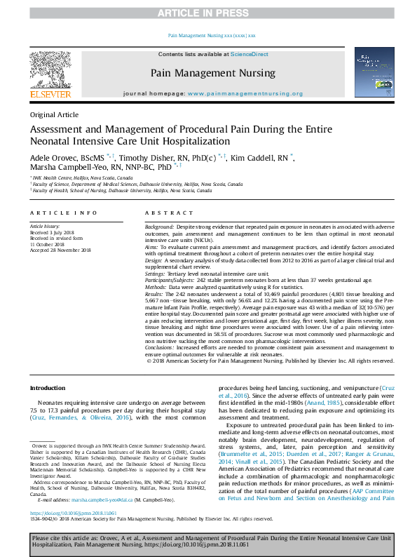 (PDF) Assessment and Management of Procedural Pain During the Entire ...