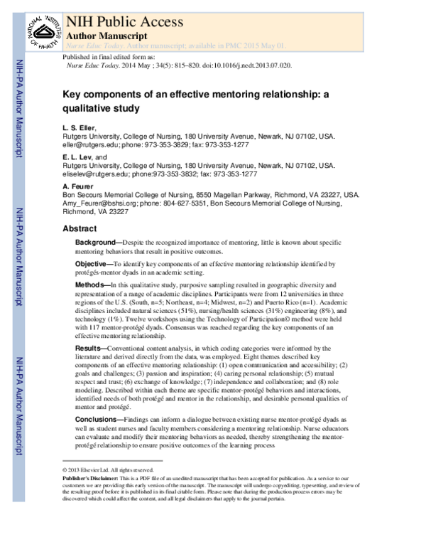 (PDF) Key components of an effective mentoring relationship: A ...