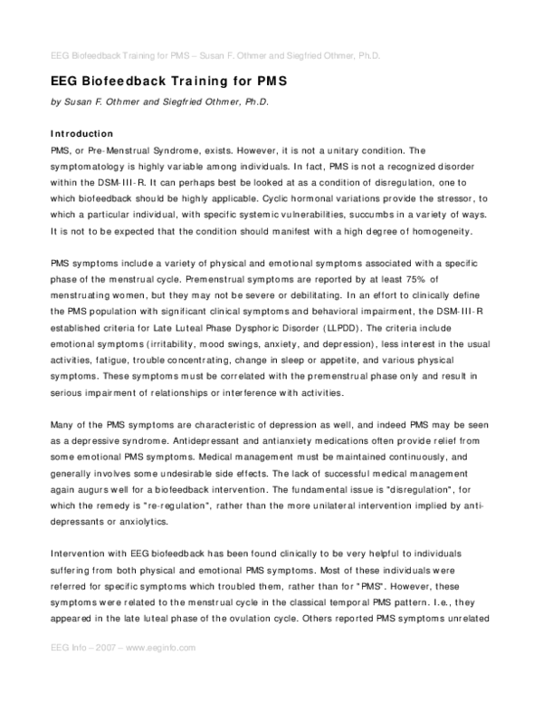 (PDF) EEG Biofeedback Training for PMS