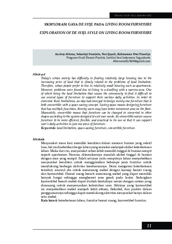 (PDF) Eksplorasi Gaya De Stijl Pada Living Room Furniture