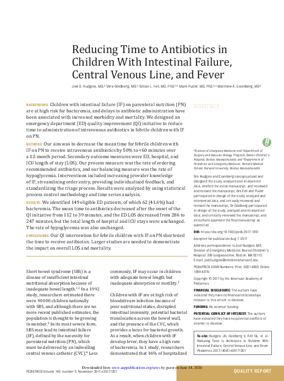 (PDF) Reducing Time to Antibiotics in Children With Intestinal Failure ...