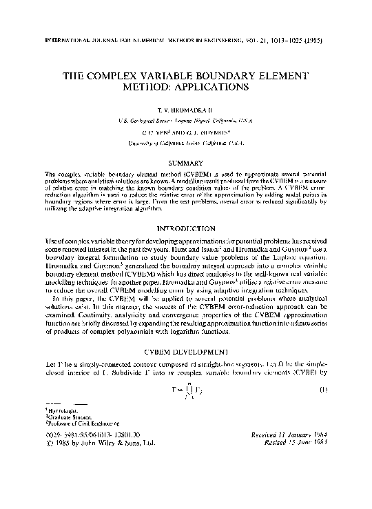 (PDF) The complex variable boundary element method: Applications ...