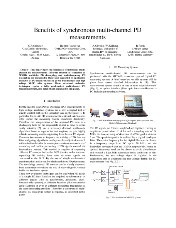 (PDF) Benefits of synchronous multi-channel PD measurements