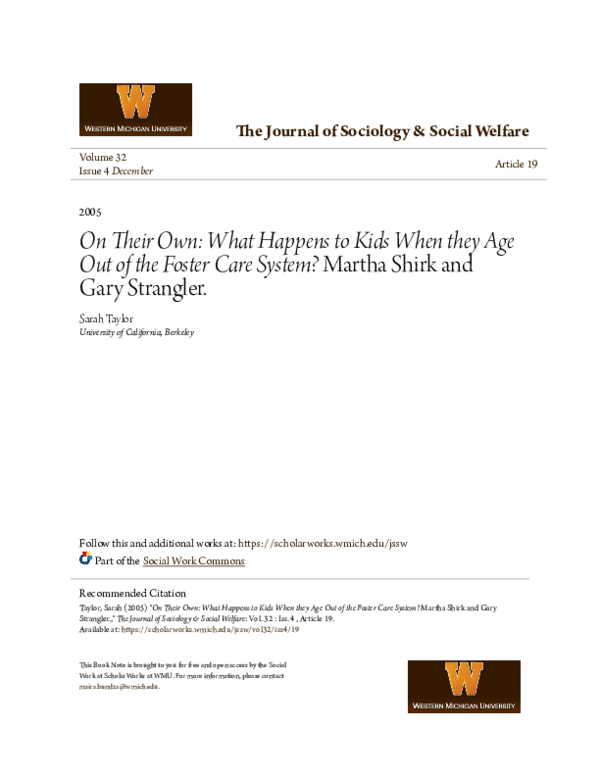 (PDF) On their own: what happens to kids when they age out of the ...