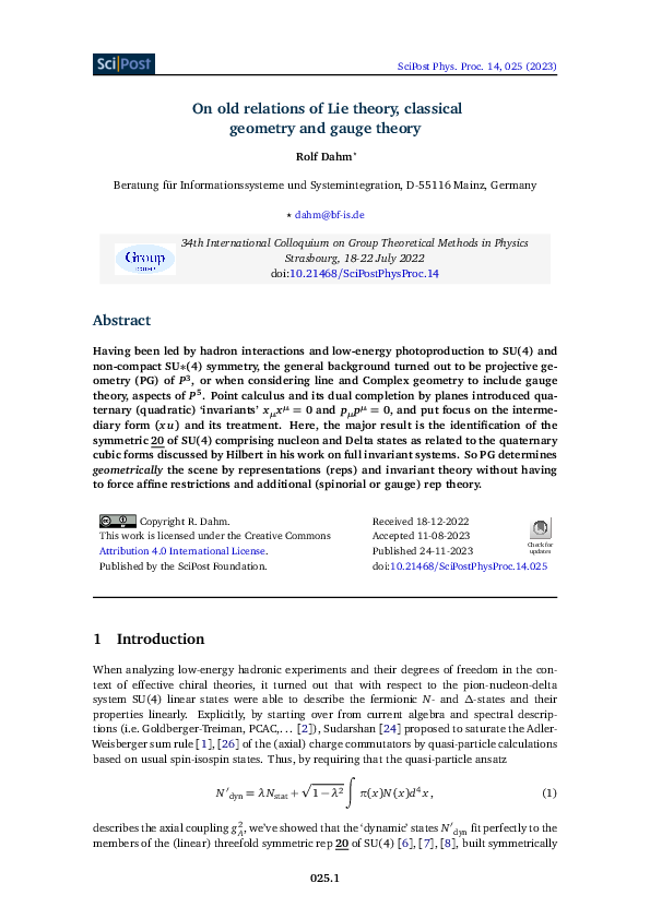 (PDF) On old relations of Lie theory, classical geometry and gauge theory