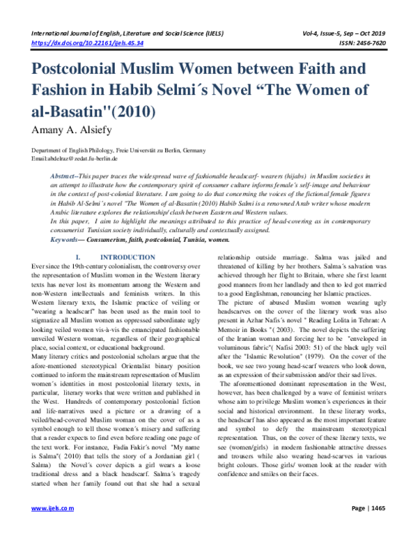Postcolonial Muslim Women between Faith and Fashion in Habib Selmi´s ...