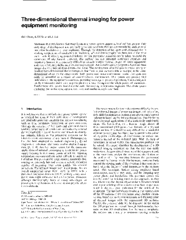 Pdf Three Dimensional Thermal Imaging For Power Equipment Monitoring