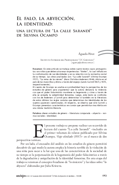 (PDF) El falo, la abyección, la identidad: una lectura de "La calle ...