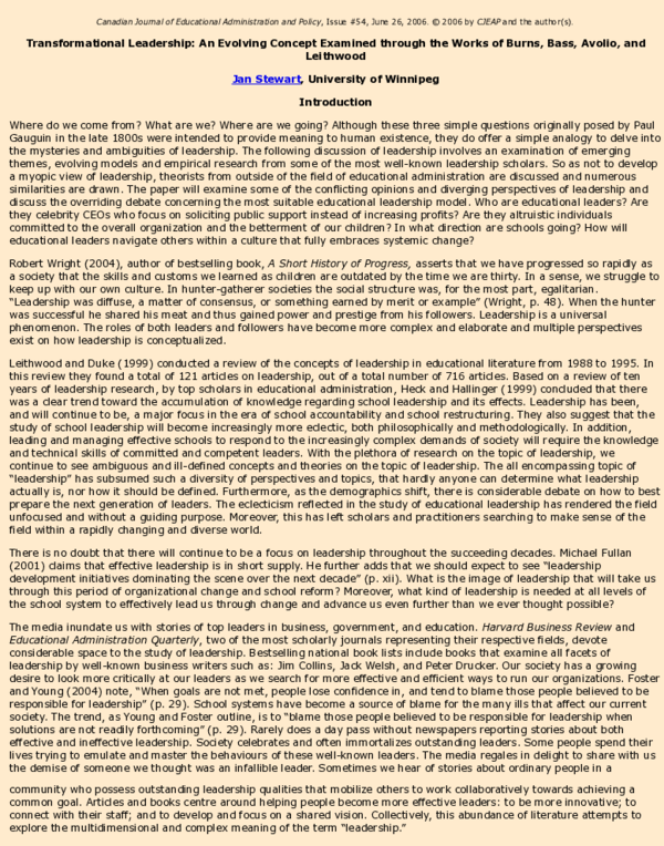 (PDF) Transformational leadership: An evolving concept examined through ...