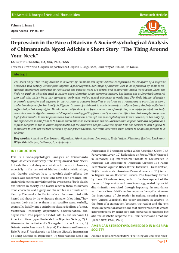 (PDF) Depression in the Face of Racism: A Socio-Psychological Analysis ...