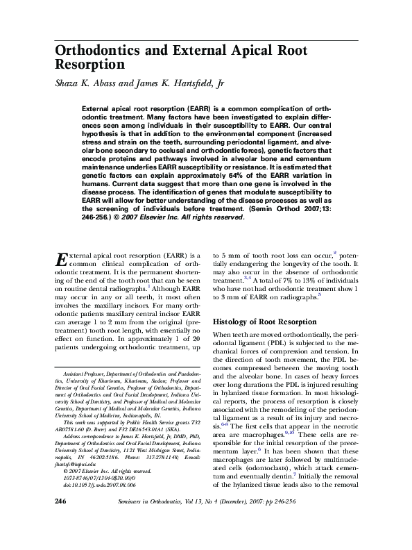 (PDF) Orthodontics and External Apical Root Resorption