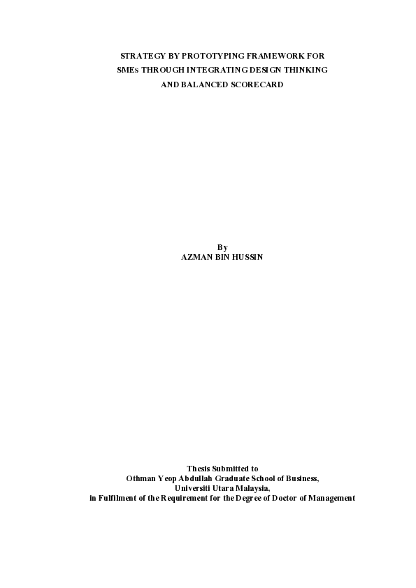 (PDF) Strategy by prototyping framework for SMEs through integrating design thinking and ...