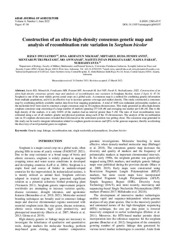 (PDF) Construction of an ultra-high-density consensus genetic map and analysis of recombination ...
