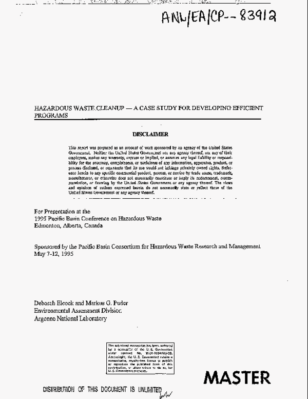 (PDF) Hazardous waste cleanup: A case study for developing efficient ...