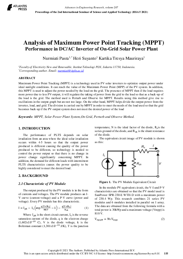 (PDF) Analysis of Maximum Power Point Tracking (MPPT) (PDF) Analysis of Maximum Power Point Tracking (MPPT)